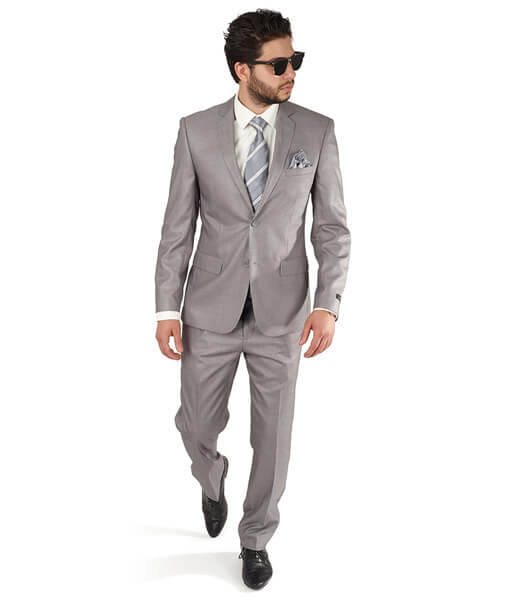 Slim Fit Men Silver Grey 2 Button Suit - Azar Suits