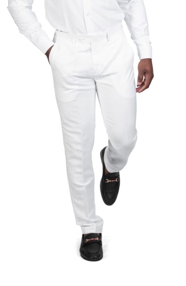 Slim Fit White Linen Pants - ÃZARMAN