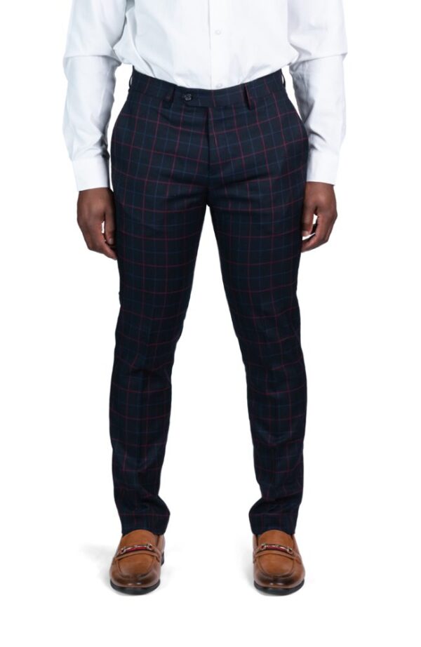 Slim Fit Plaid Red & Black Dress Pants - ÃZARMAN